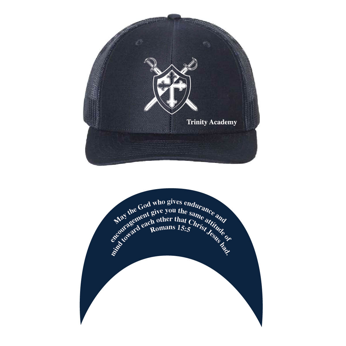 Trinity Academy Mesh Back Trucker with Bible Verse – River City Stitch