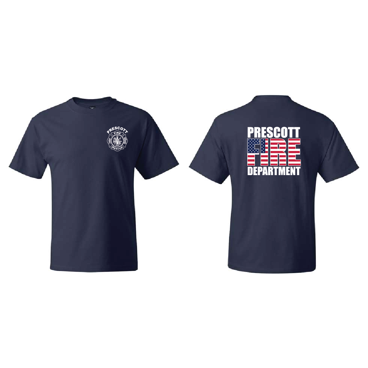 PFD Beefy Tee - Navy with Flag Print – River City Stitch